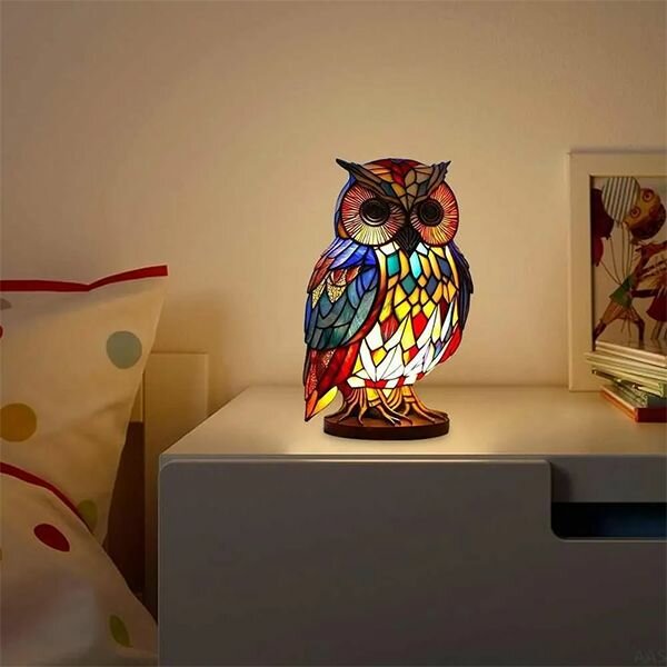 Настольный декоративный светильник разноцветный в виде совы с подсветкой-1 шт