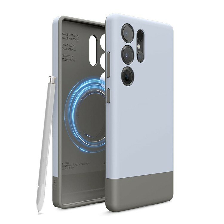 Чехол Elago GLIDE для Galaxy S25 Ultra, силикон/пластик, MagSafe, Light Blue/Medium Grey (Magnetic)