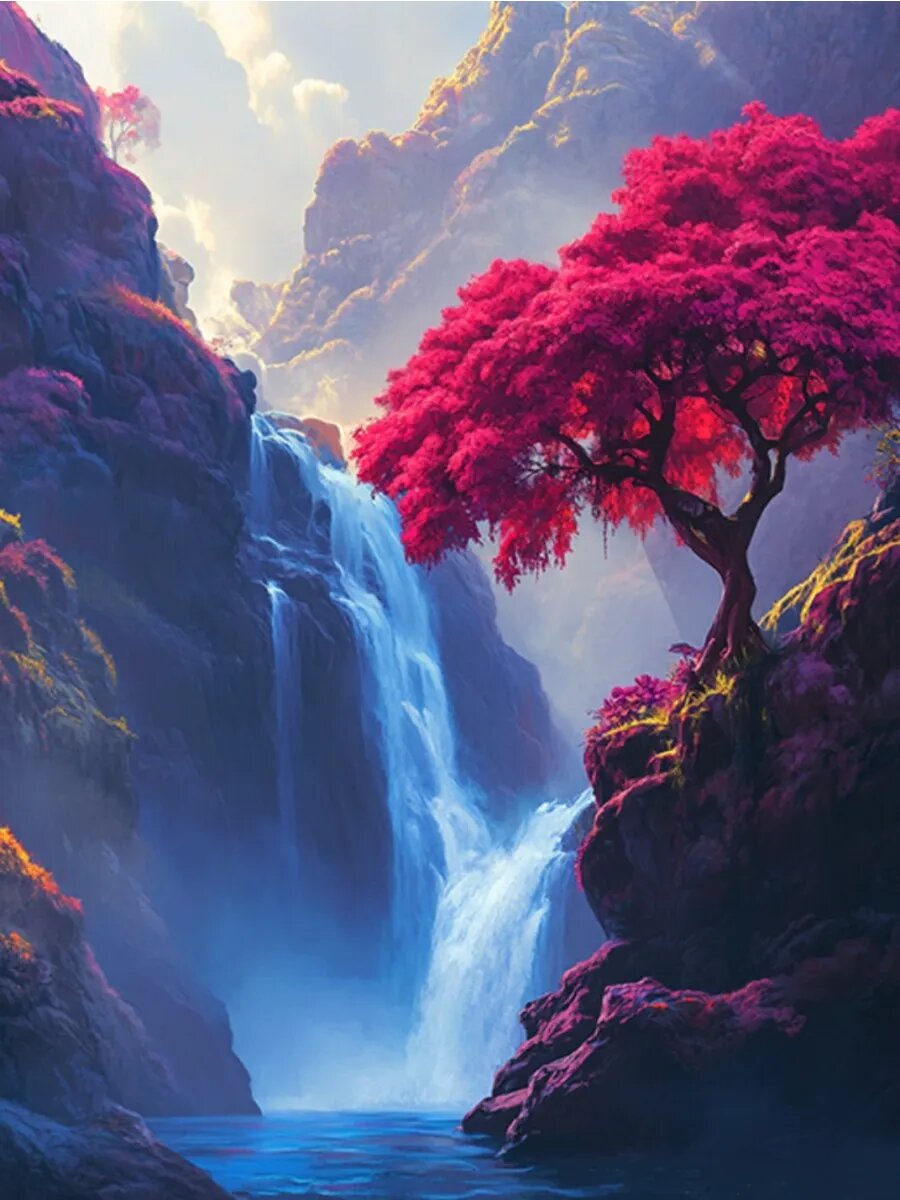 Картина по номерам водопад в горах 40х50