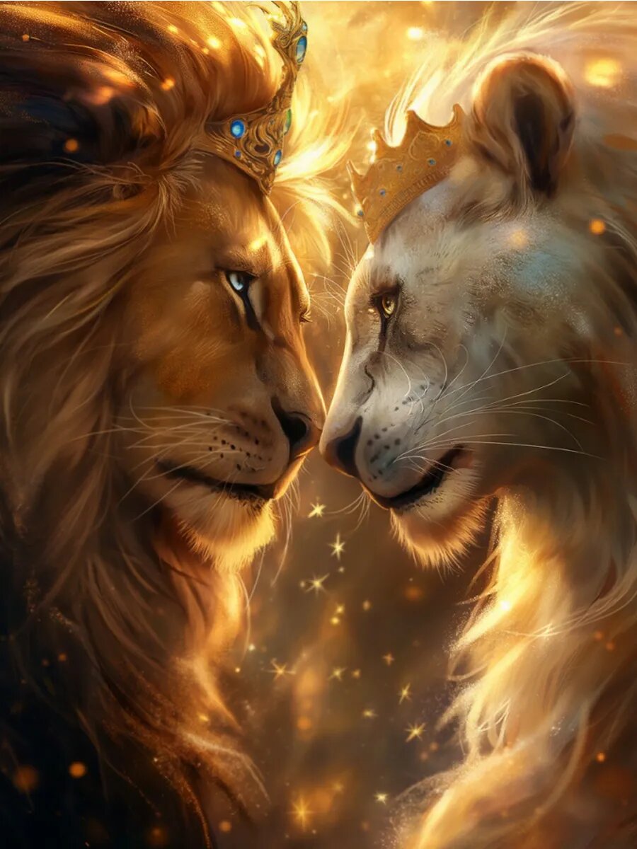 Картина по номерам львы 40х50