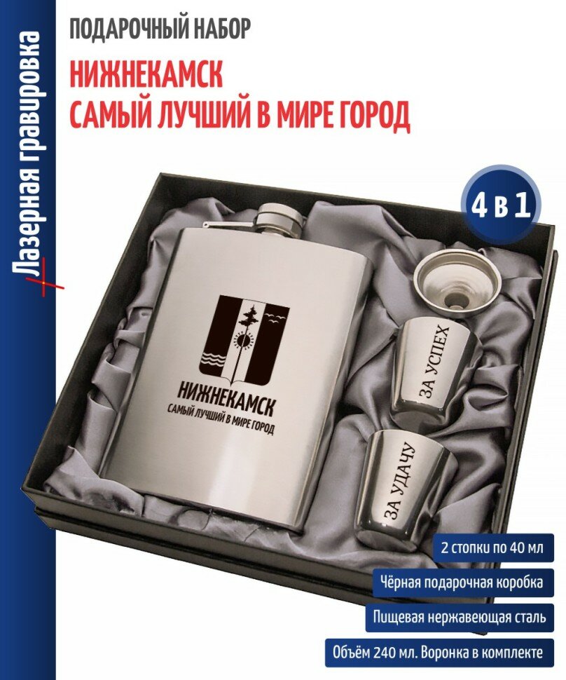 Набор "Нижнекамск- самый лучший в мире город" (фляжка, стопки, воронка)