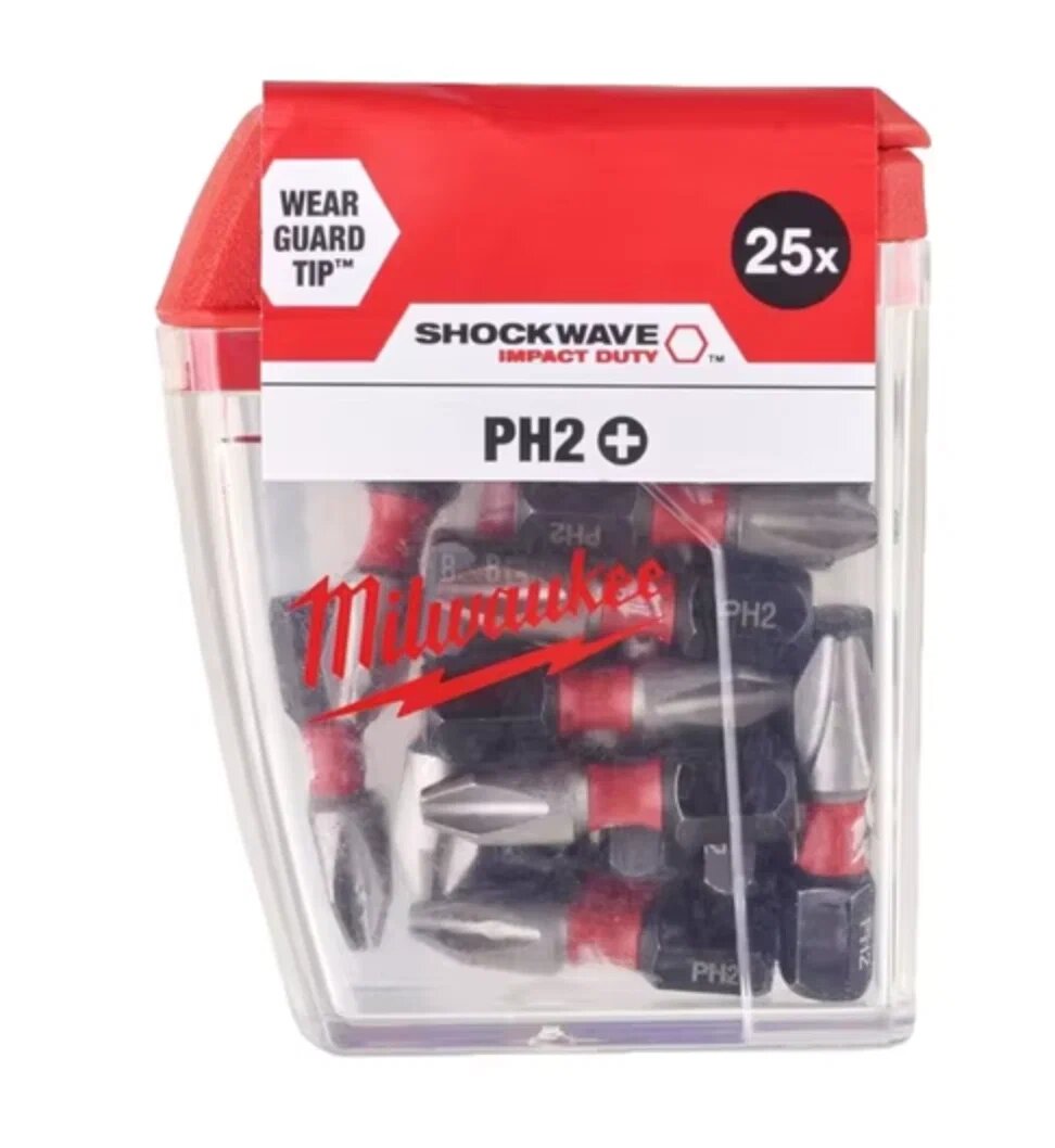 Набор бит Milwaukee Shockwave Impact Duty PH2 25мм, 25шт, 4932430853