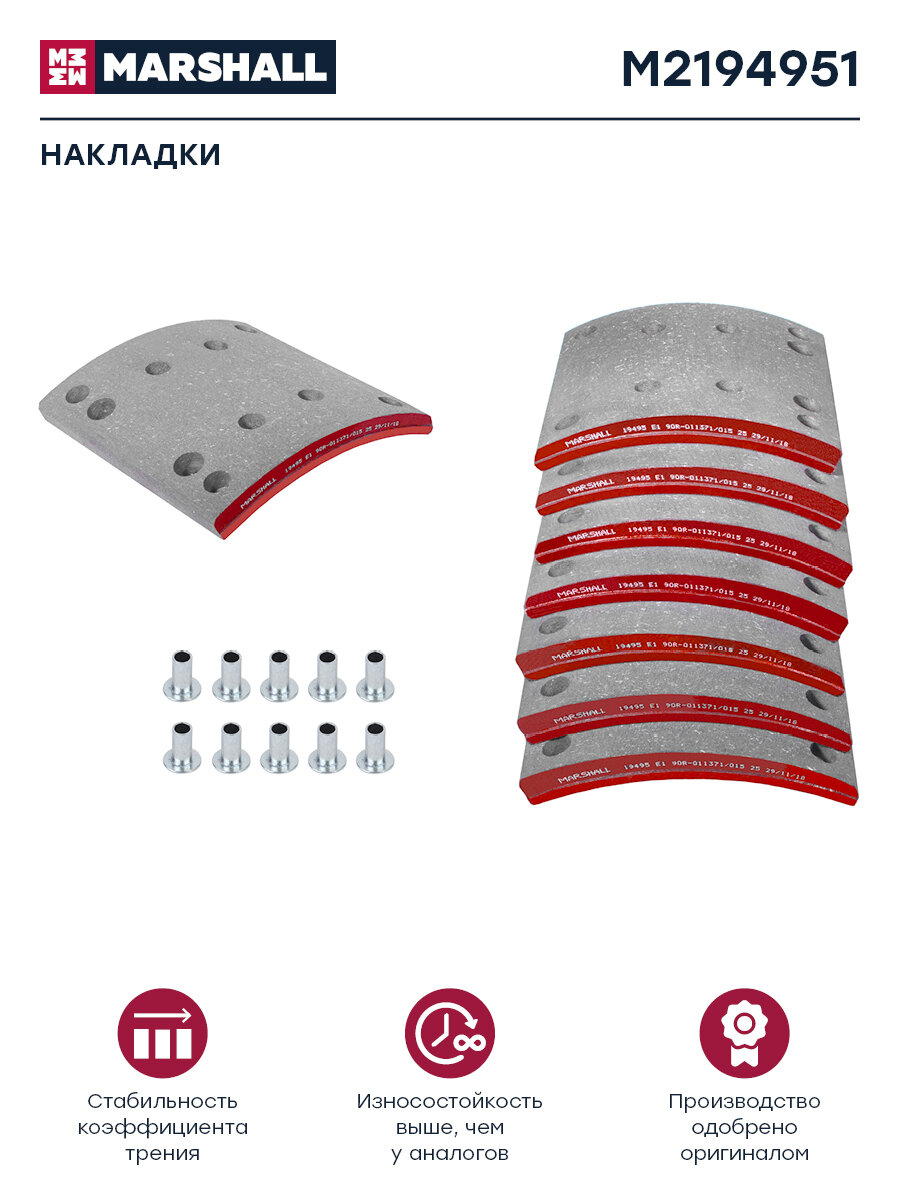 Комплект тормозных накладок (1 рем.) WVA 19495