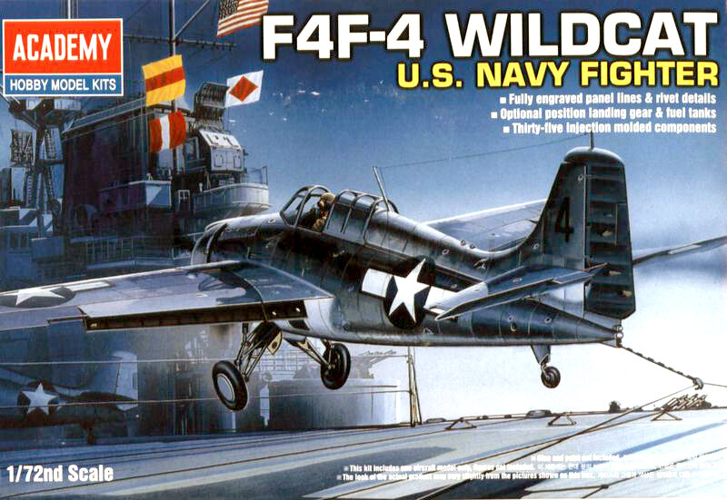 Сборная модель "Самолет GRUMMAN F4F-4 WILDCAT" (1:72), артикул 12451