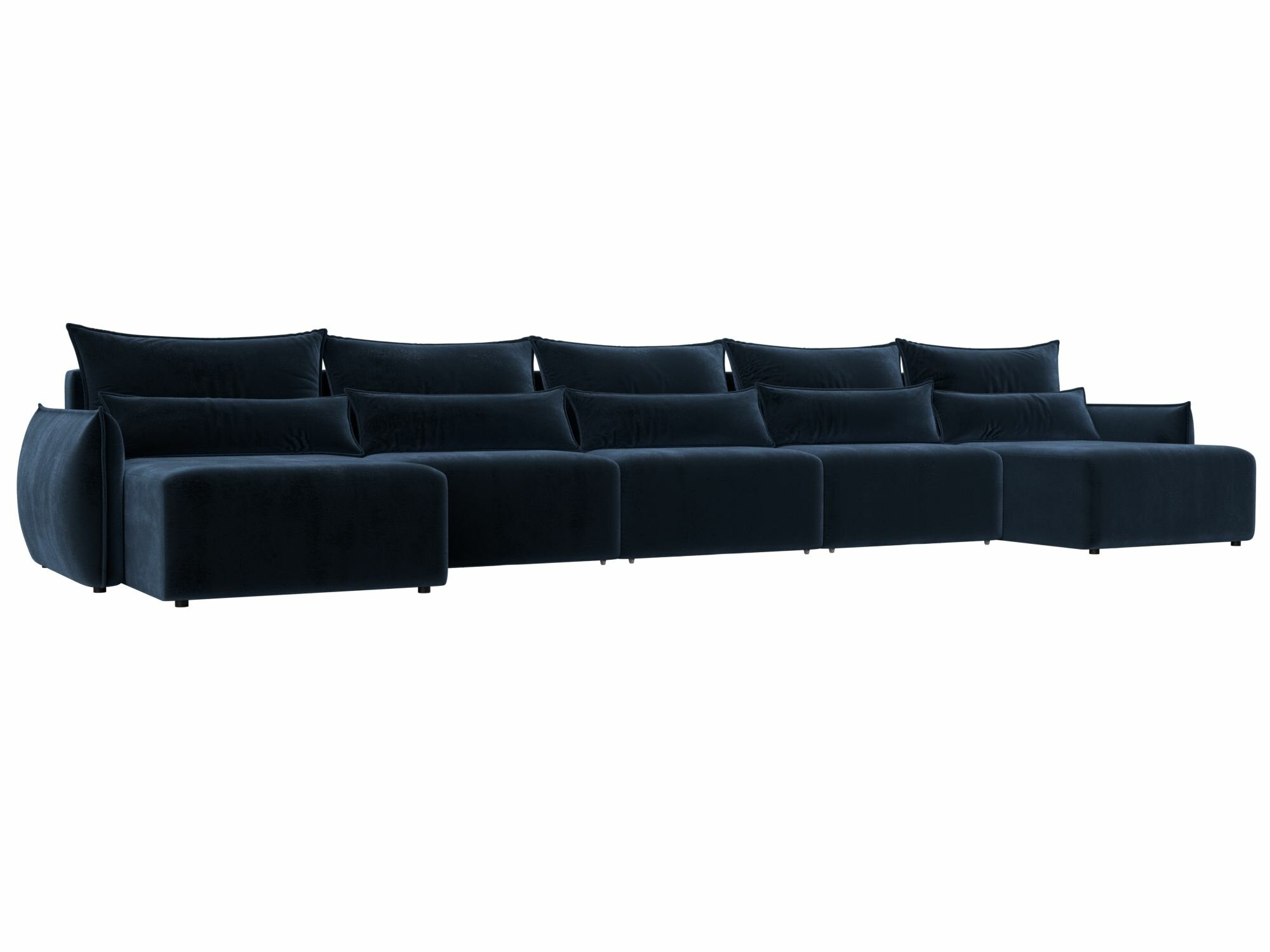 Диван п-образный Luna НПБ МегаЛонг, велюр, 518x160x96, синий
