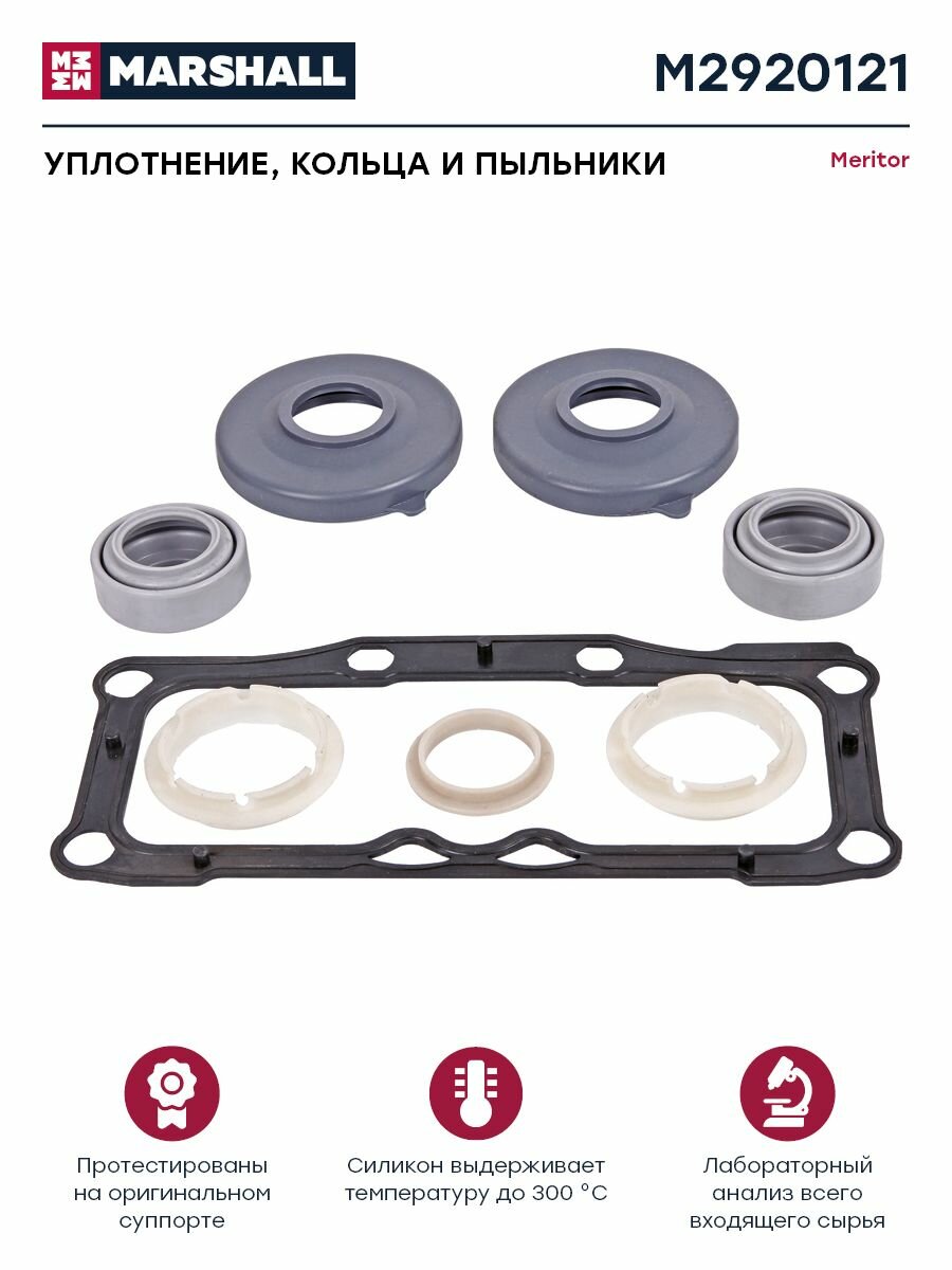 Уплотнение, кольца (3 шт) и пыльники суппорта (4 шт) для MERITOR Elsa 2