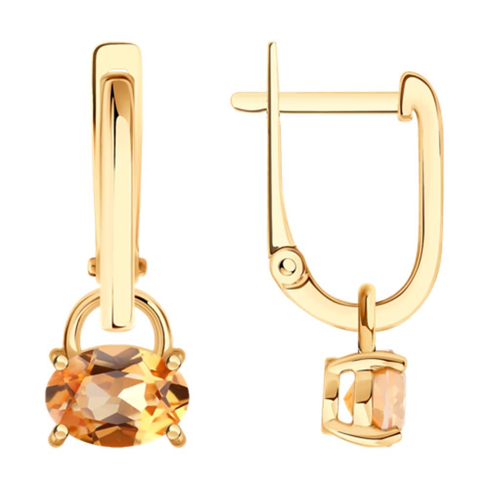 Серьги трансформеры, красное золото, 585 проба, топаз