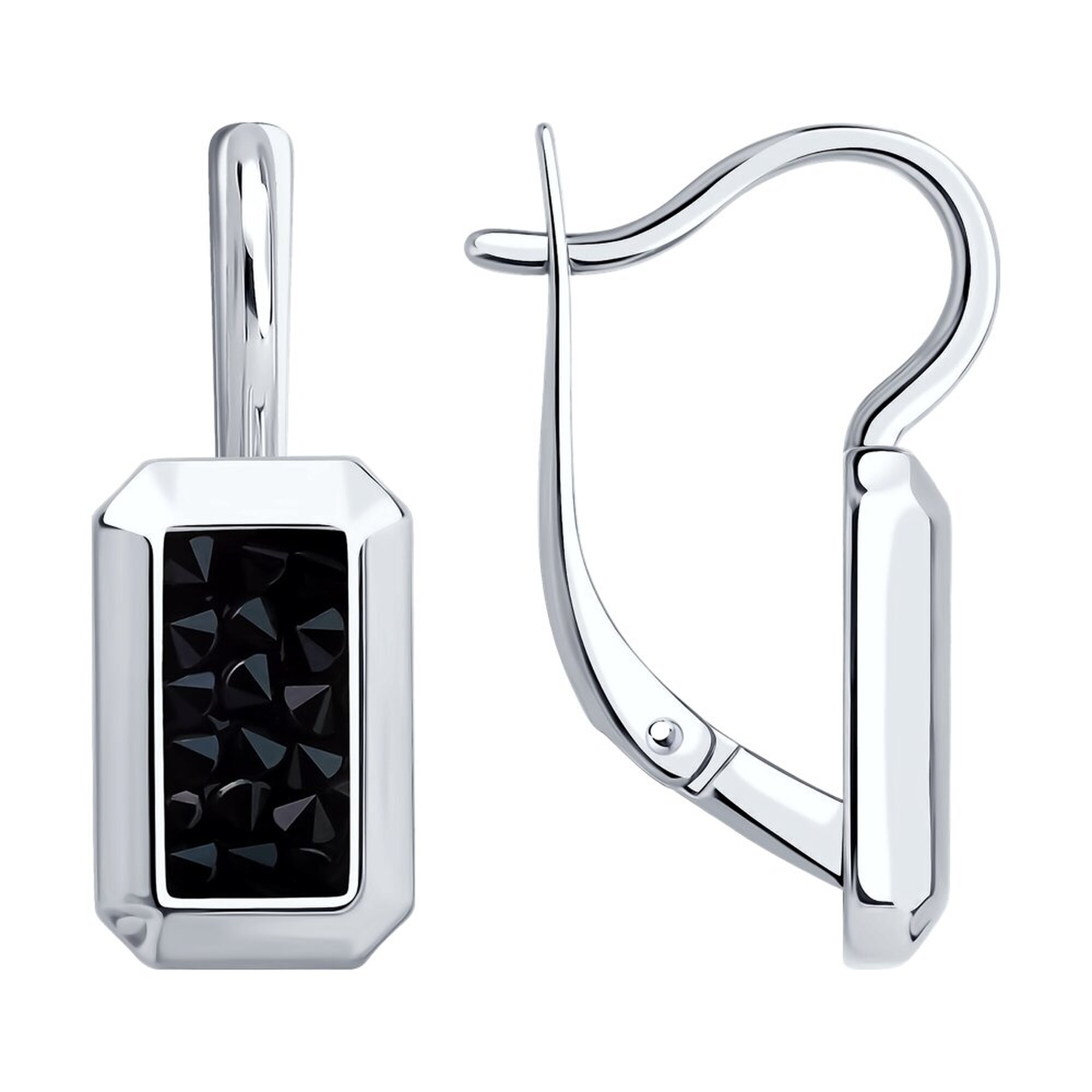 Серьги, серебро, 925 проба, родирование, кристалл