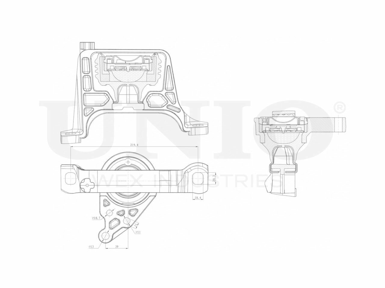 Опора двигателя правая, для Мазда 3 03-, Mazda 03-, артикул RMP-15078, производителя UNIO