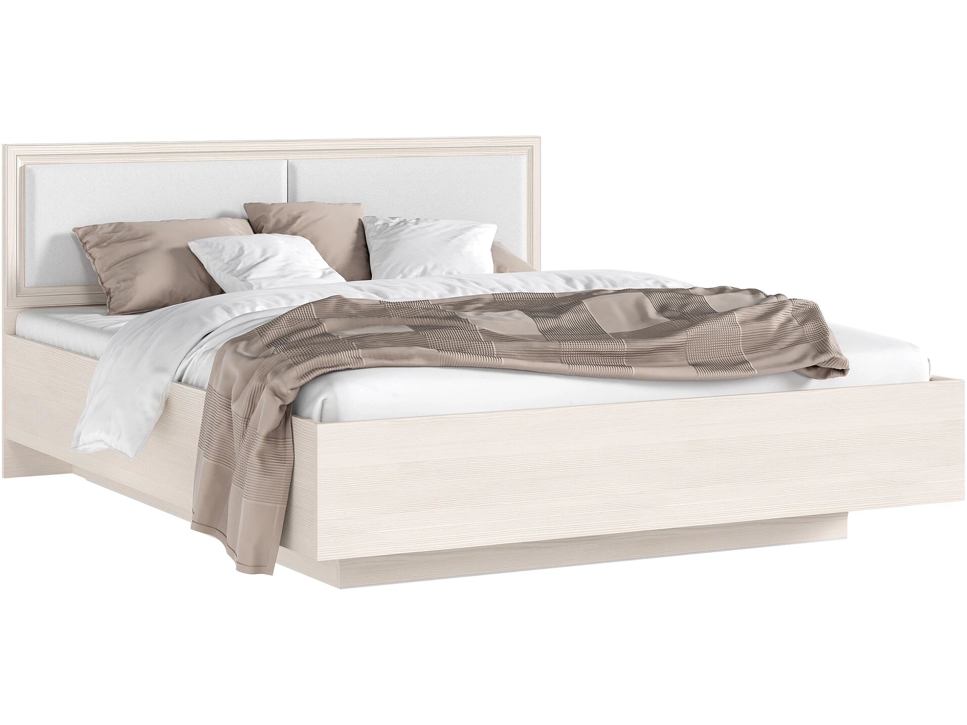 Кровать парящая с ортопедом металл 160 с подсветкой, сандал светлый