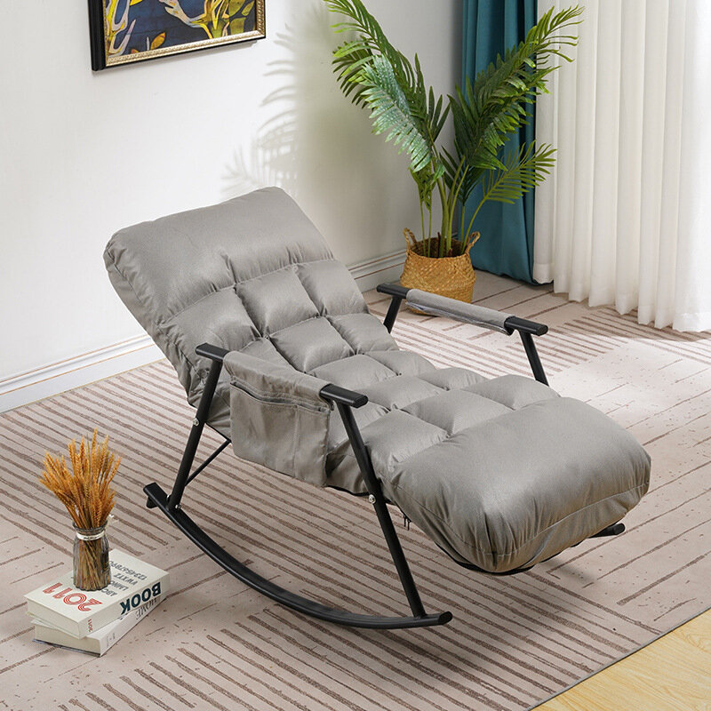 Кресло-качалка вогдаль, мягкая обивка, для взрослых, текстиль/искусственная кожа, серое