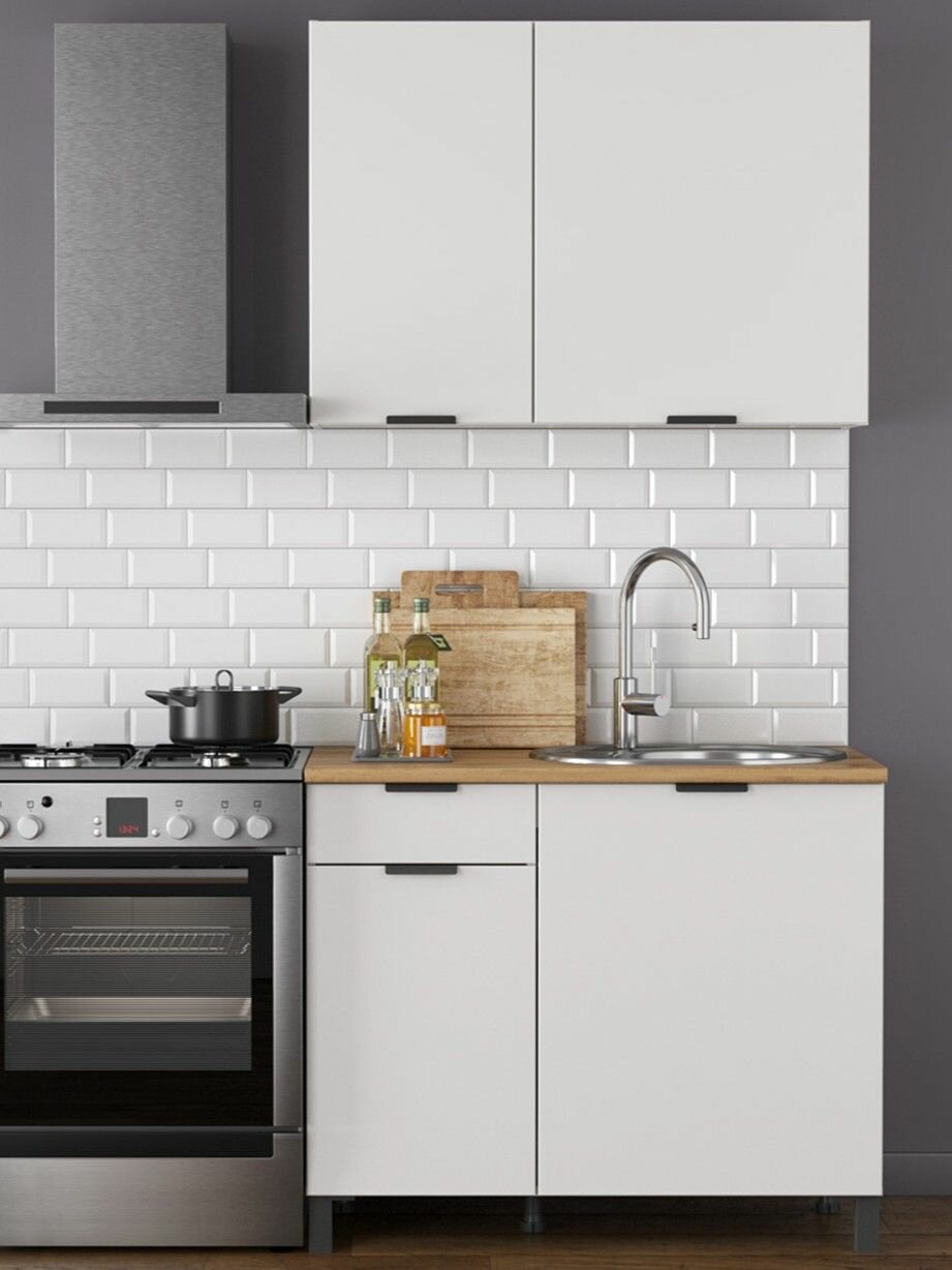 Кухонный гарнитур 1м ЛДСП Венера белый со столешницей