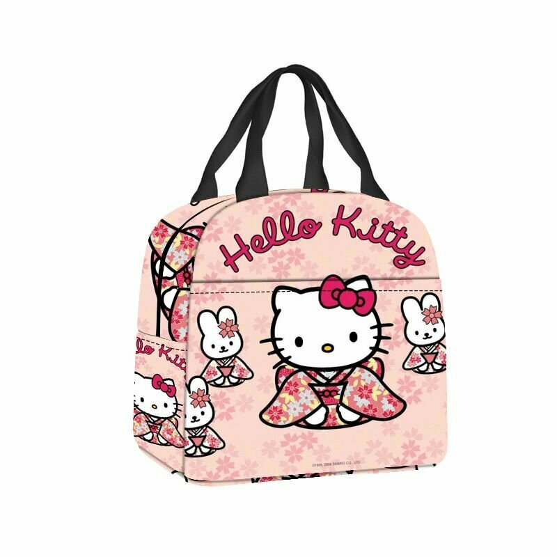 Рюкзак для еды Hello Kitty, с изображением милой кошки Кэти, термосумка для обеда, сумка для ланч-бокса для студентов.