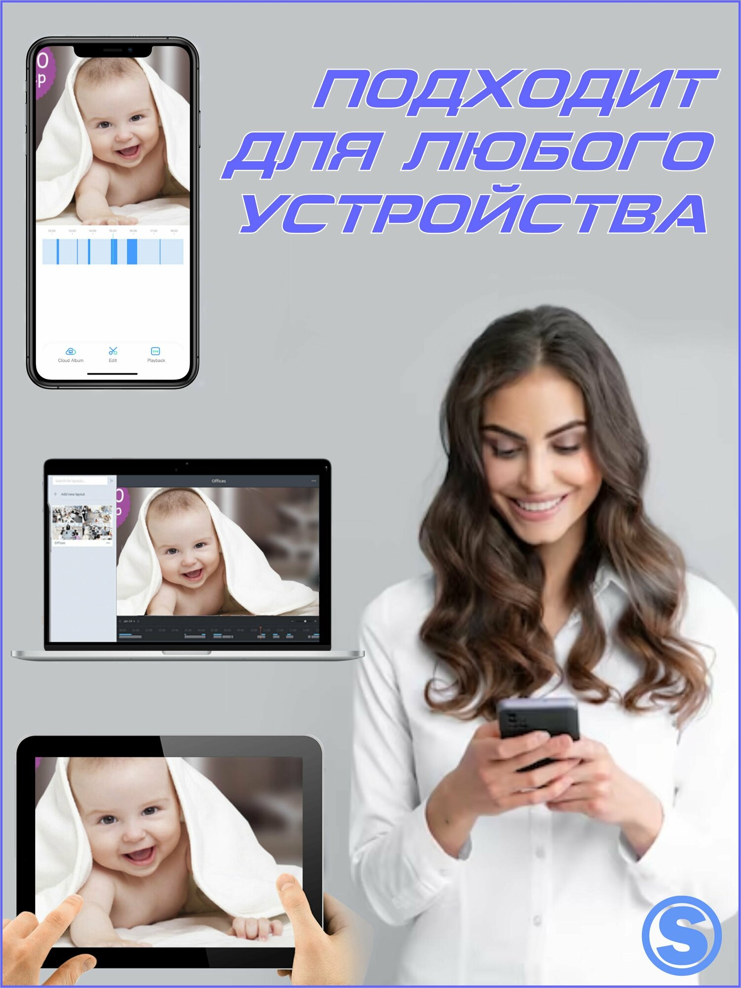 Камера видеонаблюдения V380, поворотная IP-камера с датчиками движения и Wi-Fi