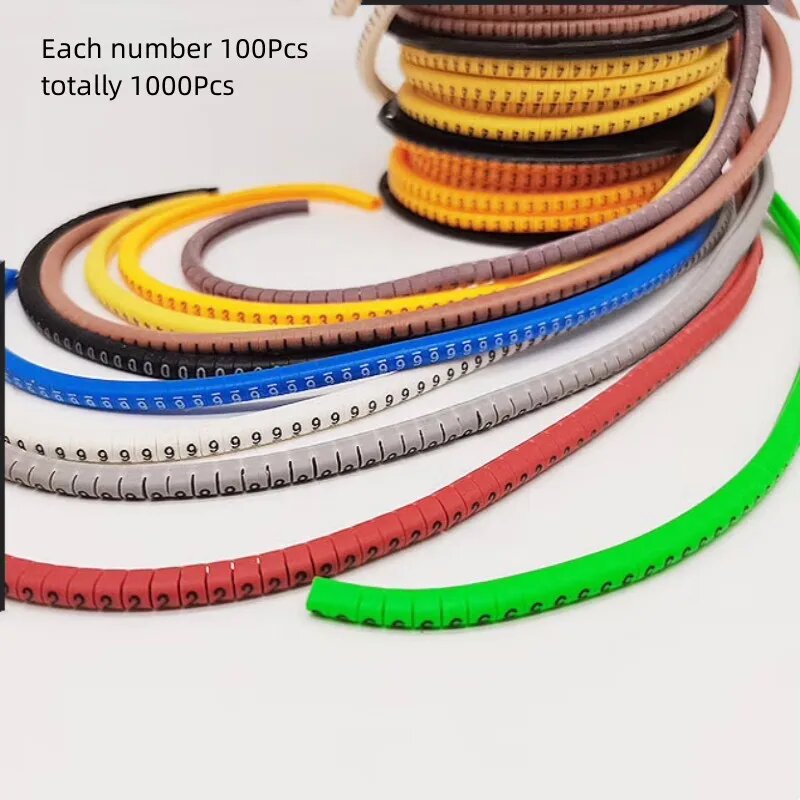 Теплоусадочные маркеры для проводов RIERPSI, Mix color, EC-1, 1000шт