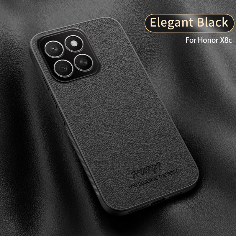 Чехол для Honor X8c / Хонор X8c Высококачественная кожа антиударный чехол, кожа поверхность, искусственная кожа, защита камеры, ударопрочный, Honor, Honor X8c, Хонор X8c, OблoЖкa, чёрный