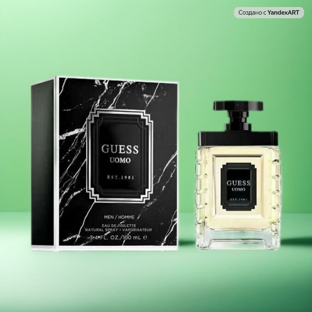 Туалетная вода GUESS "Uomo", мужская, восточный фужерный аромат, 100 мл