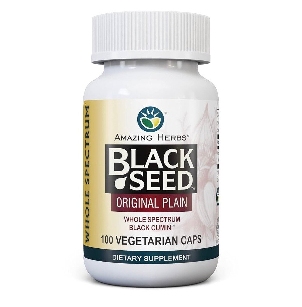 Amazing Herbs, Black Seed Original Plain, Молотые семена черного тмина, 100 капсул