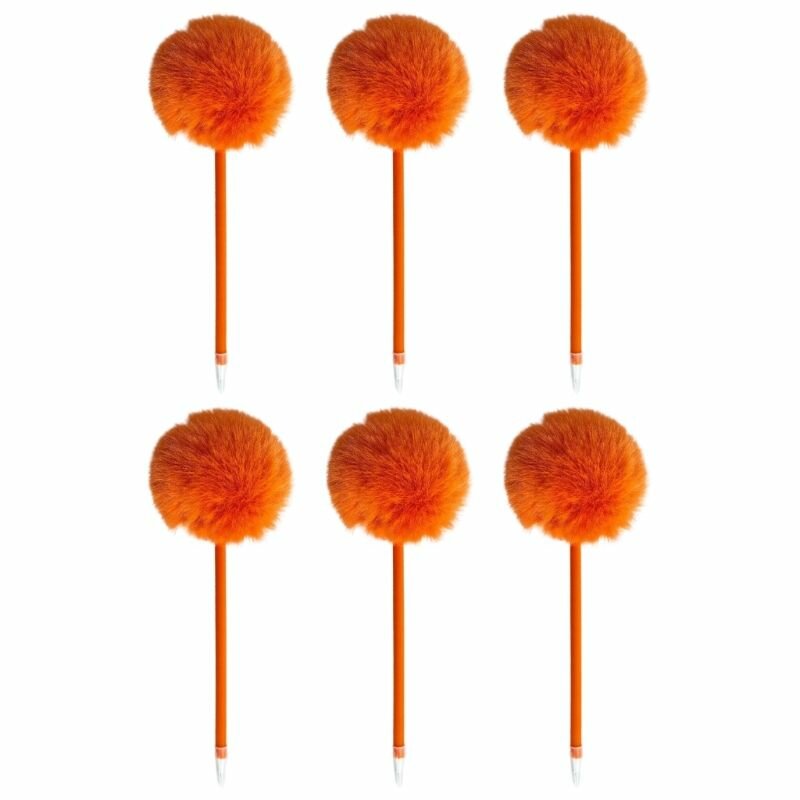 1 упаковка из 6 пушистых шариковых ручек-оранжевая