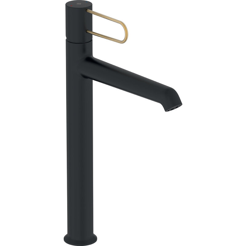 Смеситель Jacob Delafon Odeon Rive Gauche E21030-GLD-BL для раковины, высокий, д/клапан, черный/зол