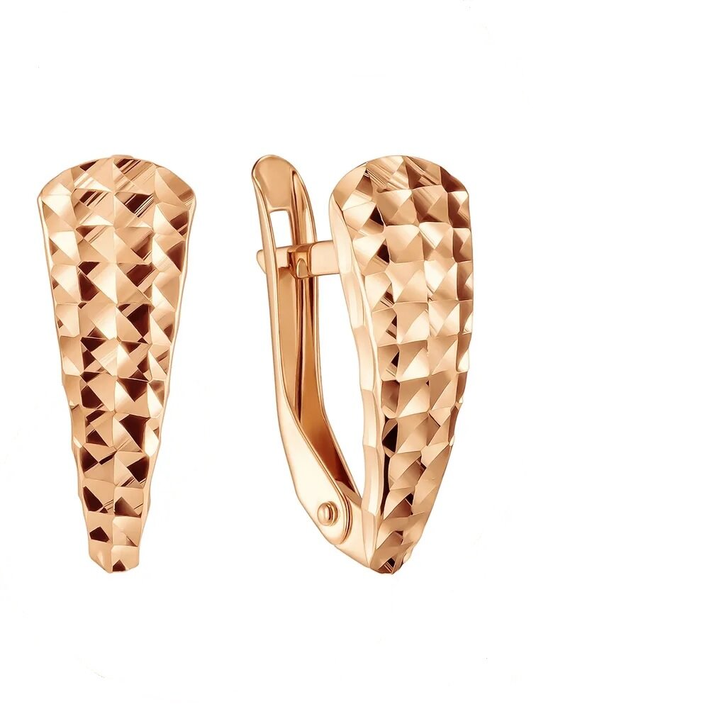 Серьги красное золото, 585 проба, гравировка