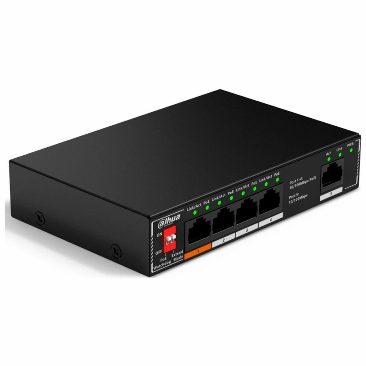 Коммутатор Dahua DH-SF1005P 5-port 10/100M RJ45 4-port PoE Switch, 60W, Metal case