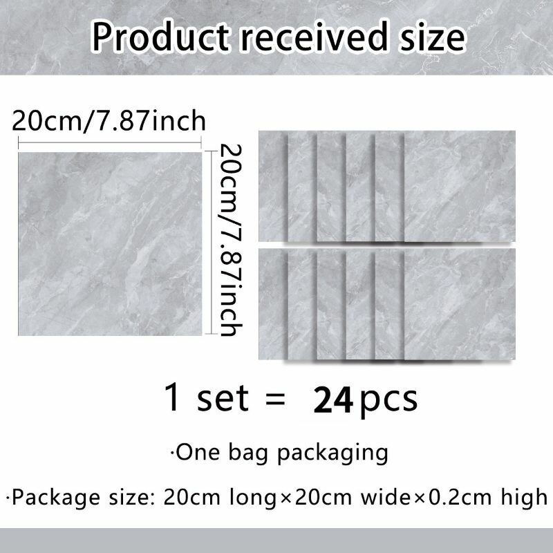 20х20 см плитка самоклеящаяся глянцевая ПВХ панели для стен декор для дома на кухню, в ванную, гостиную, коридор 24 шт