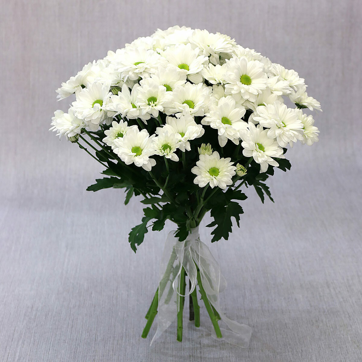 Букет Букет Маркет "Хризантемы", белый, 45см, монобукет, на стеблях
