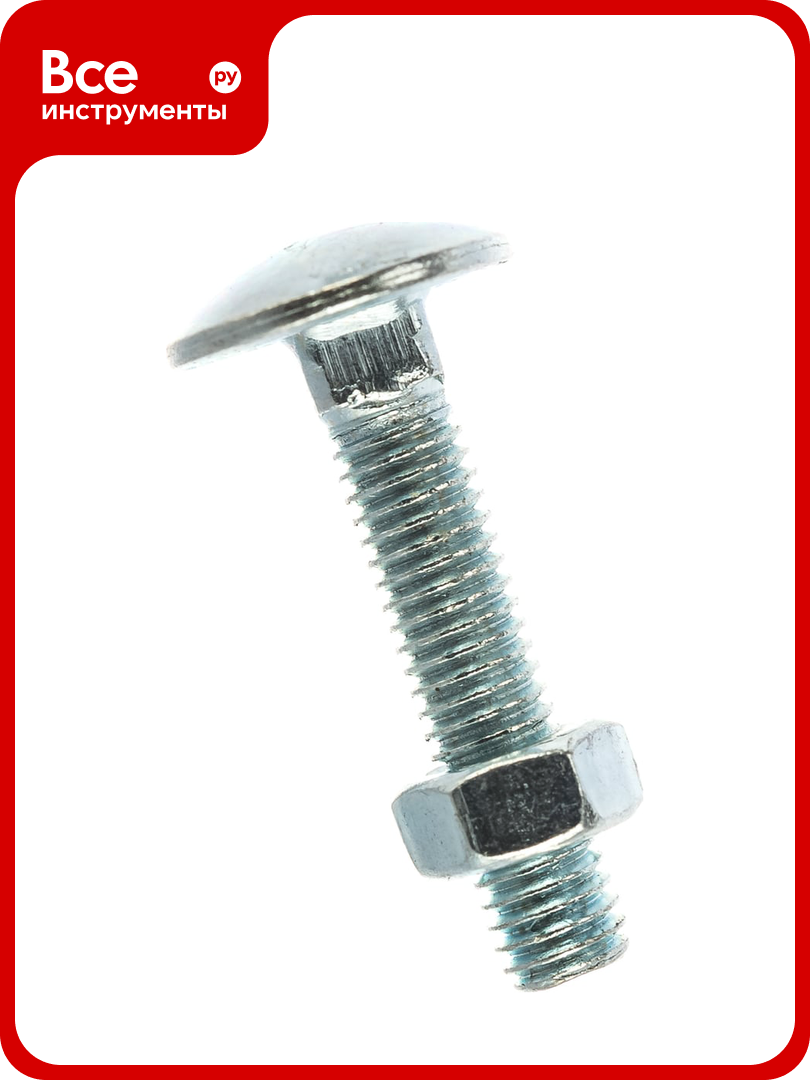 Болт с п. кр. гол. и кв. подголовком, с гайкой европартнер DIN603 Zn M5х25 4шт. 6 0518 1