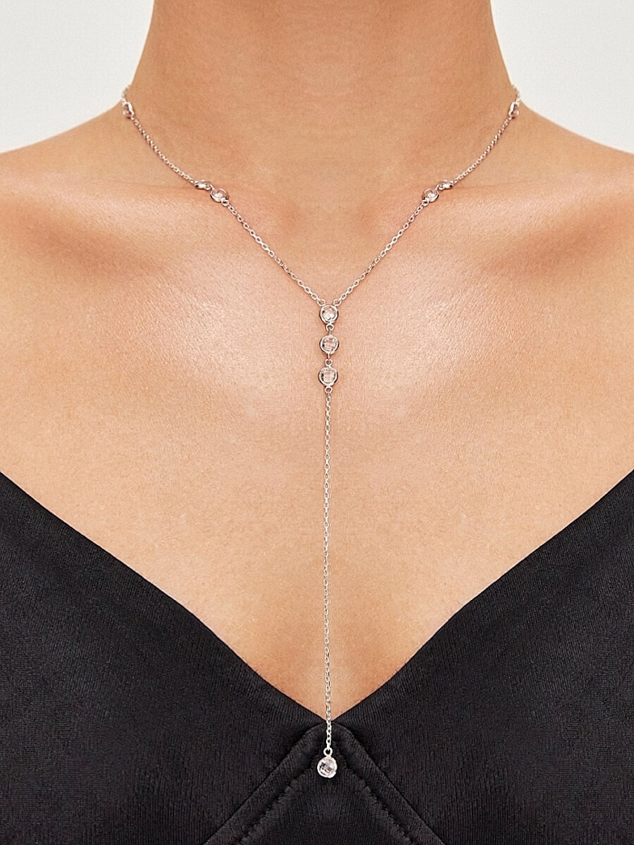 Колье, серебро, 925 проба, родирование, фианит