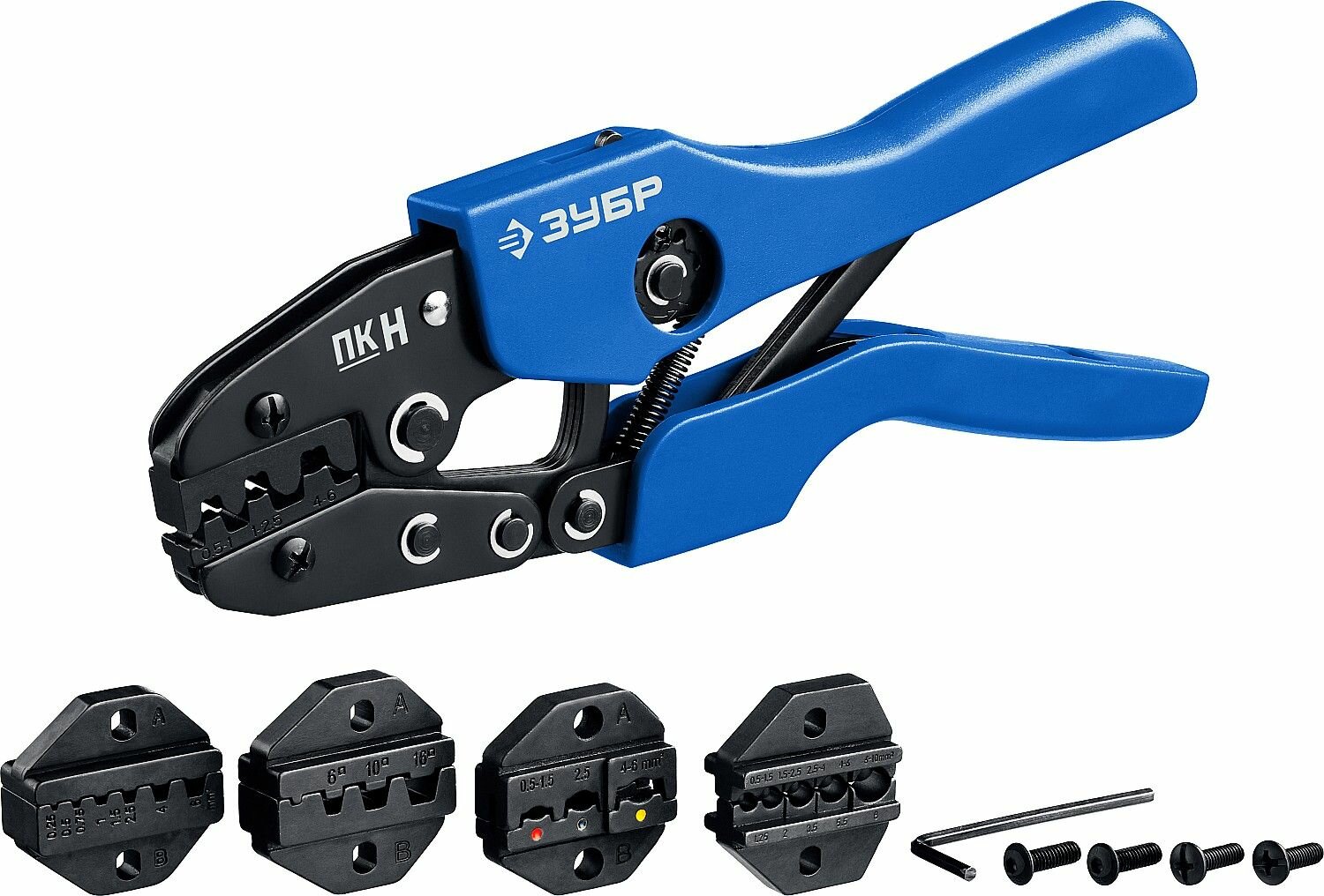 Пресс-клещи ЗУБР ПК-Н, 5 матриц в кейсе, для кабельных наконечников, Профессионал