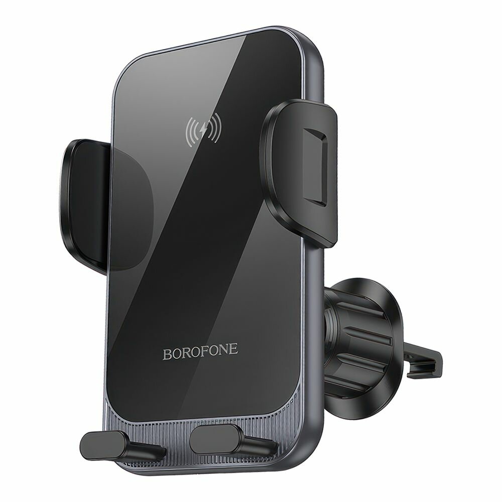 Держатель в автомобиль с беспроводным зарядным устройством Borofone BH220 Leader автозажим, в воздуховод, 15W, черный