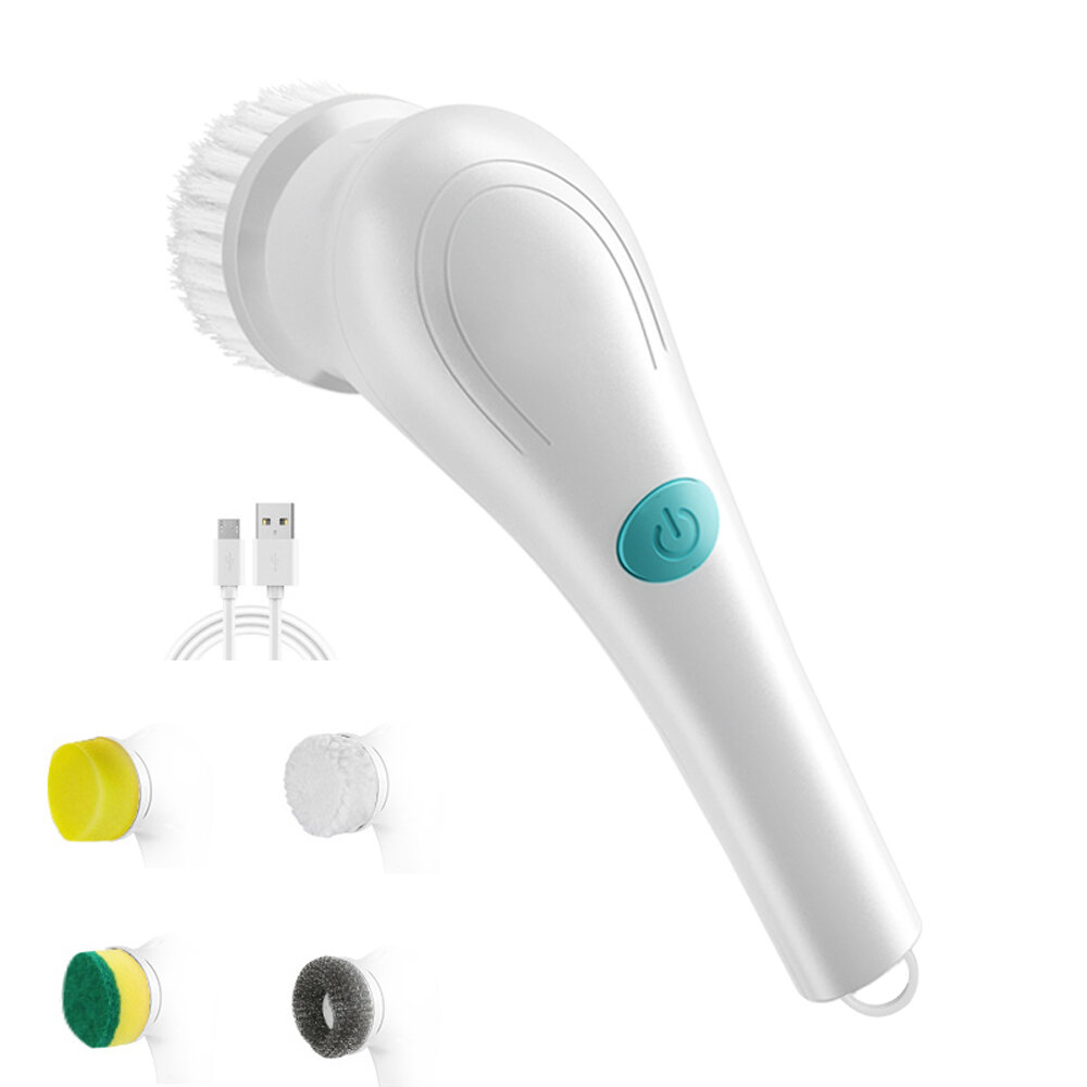 Handheld Electric Spin Scrubber Multi-Function Cordless Cleaning Brush Kit IPX7 Waterproof with 5 Replaceable Heads for Home Kitchen Bathroom Wall Floor Tile Dish Shoe Glass
