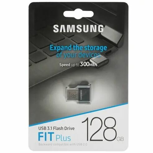 Память USB Flash 128 ГБ Samsung FIT (MUF-128AB/APC) - USB 3.2 Gen1, до 300 Мбайт/сек, мини, пластик