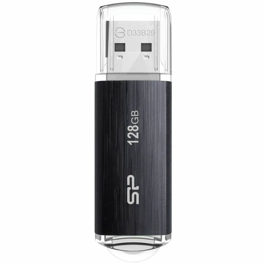 Память USB Flash 128 ГБ Silicon Power Blaze B02 (BLAZE B02) черный - колпачок, пластик, USB Type-A