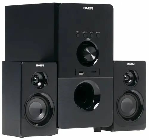Колонки 2.1 SVEN MS-2050 (SV-013233) черный - 55 Вт, беспроводной ПДУ, Bluetooth, SD, питание - сеть 220 В