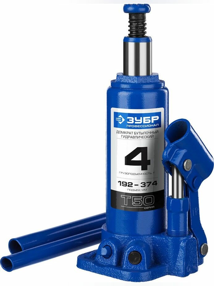 ЗУБР 4 т, 192-374 мм, домкрат бутылочный гидравлический T50 43060-4_z01 Профессионал