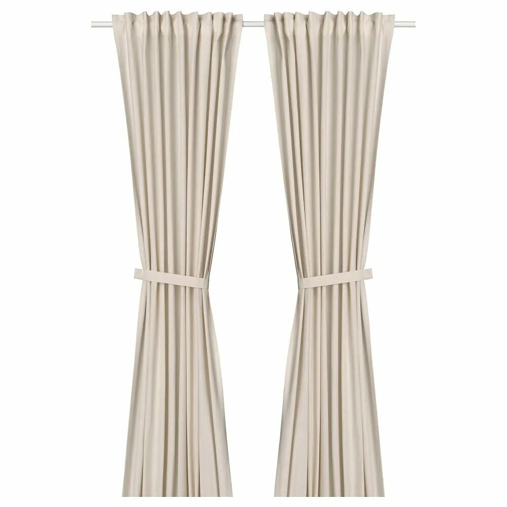 IKEA Комплект штор гардина lenda 140х300 см крепление Лента бежевый