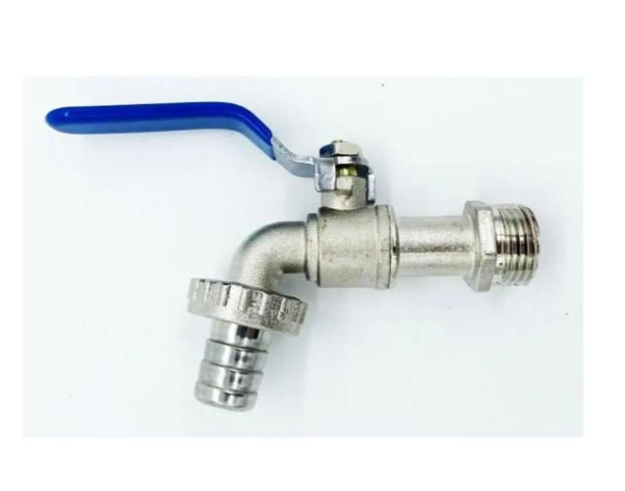 Кран водоразборный/садовый со штуцером 20мм никелированный 3/4" наружная резьба