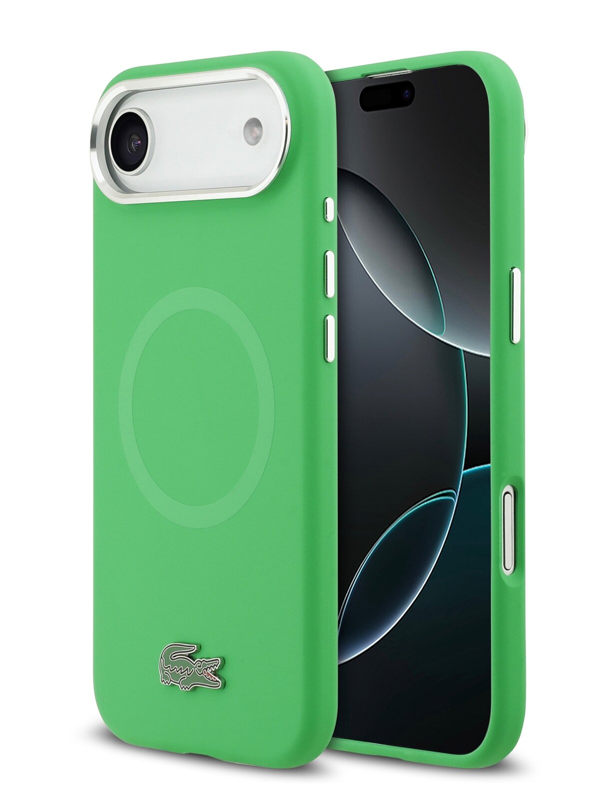Lacoste силиконовый чехол с MagSafe для iPhone Air, Liquid silicone Lacquer Metal logo & Camera, зеленый