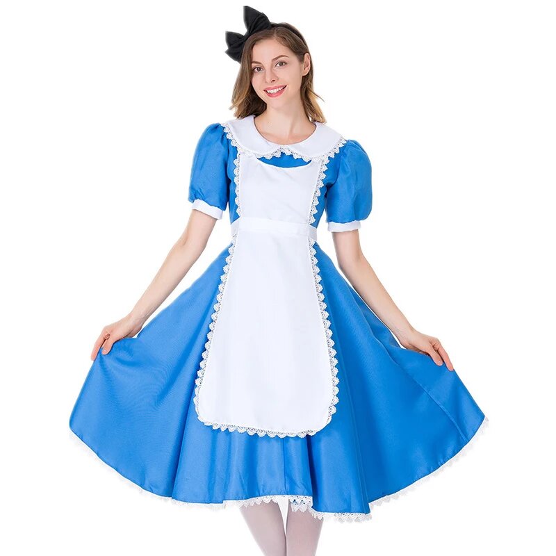 Косплей костюм Алиса в Стране Чудес для женщины Синий, S, Alice
