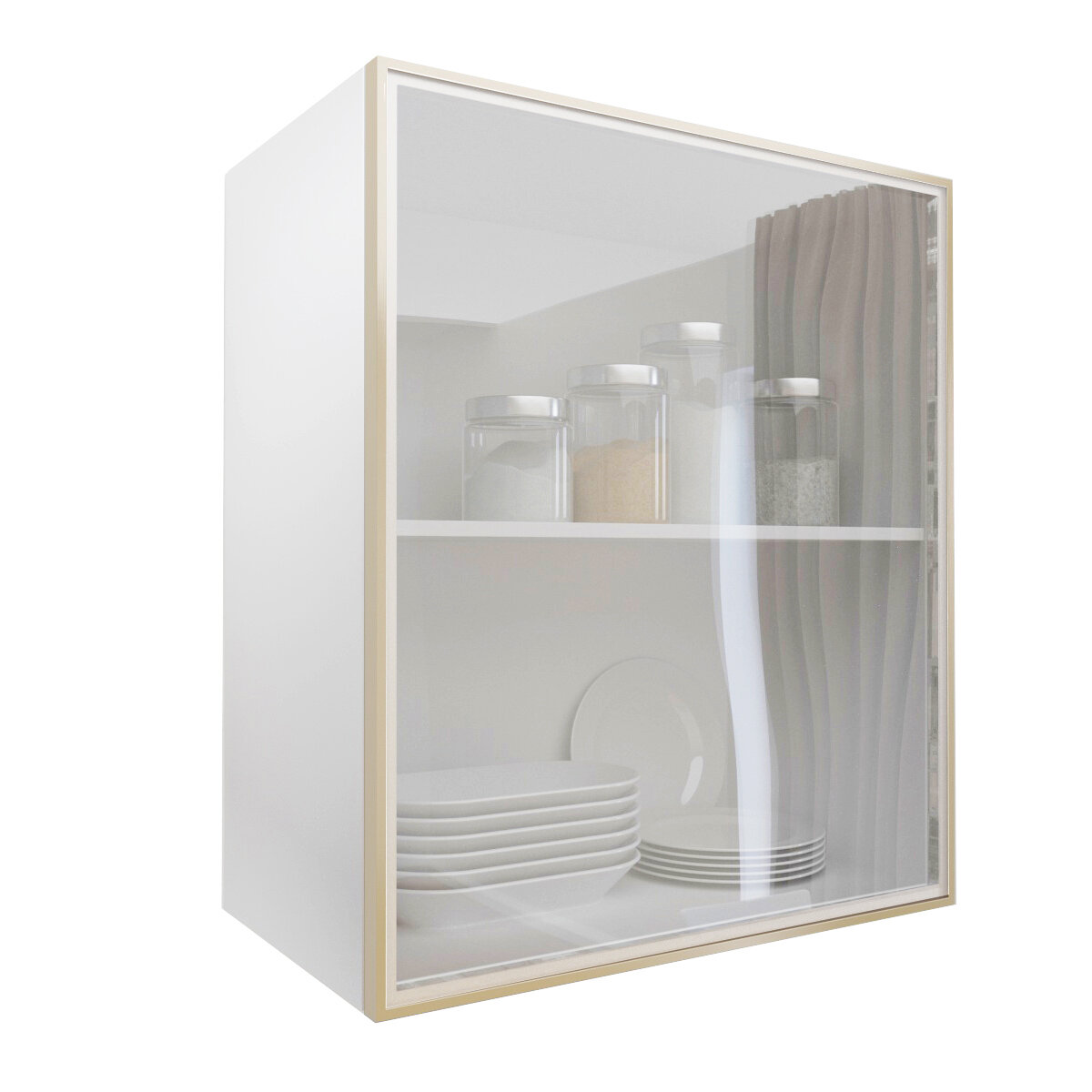 Фасад из алюминиевого профиля со стеклом Aluminum Glass 59,7х76,5 см, золото браш/бесцветное