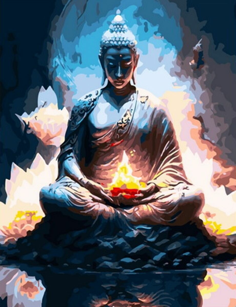 Картина по номерам на подрамнике 40*50 см "Будда с огнем"