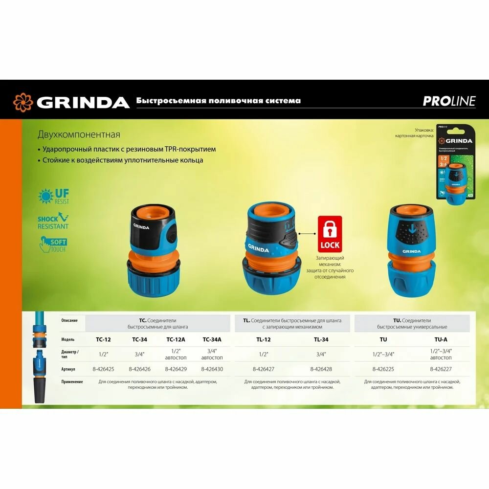 Соединитель быстросъёмный для шланга PROLine TC-34 3/4" Grinda 8-426426_z01 — фото 1