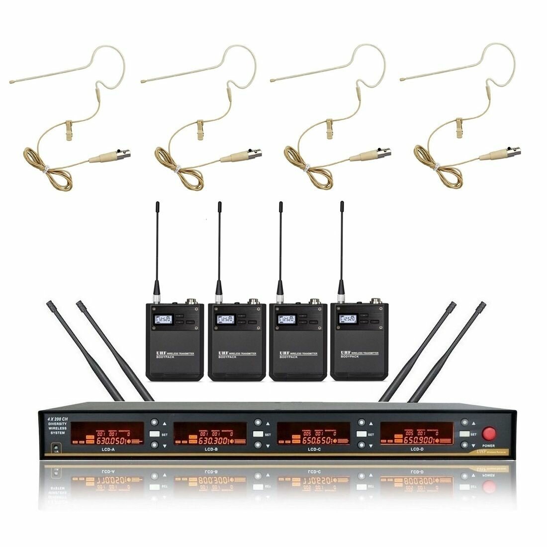 UHF 4 канала Беспроводные микрофонные системы C 4 Заушный головной микрофон 8400