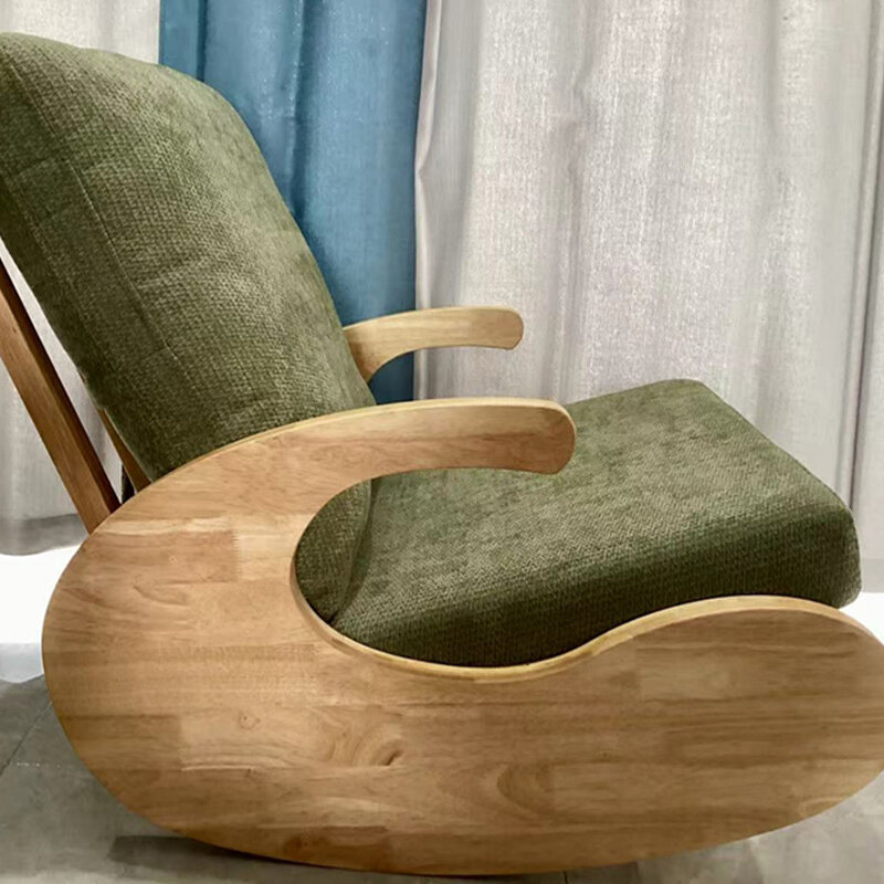 Диван-кресло из цельного дерева, Китайский Шуньгун, льняная ткань, размер 80* 70 * 80 см, зеленый