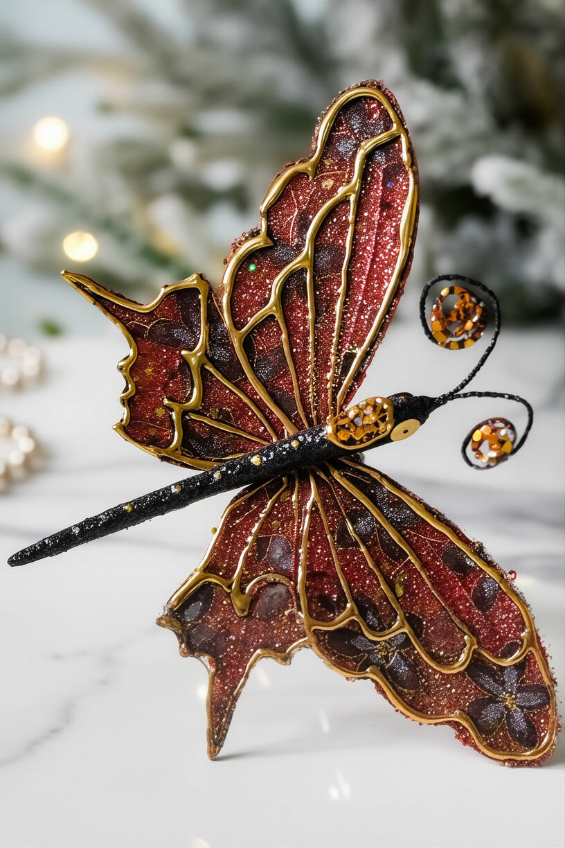 Ёлочная игрушка бабочка агуэтт, полиэстер, 18 см, Winter Deco 2007597