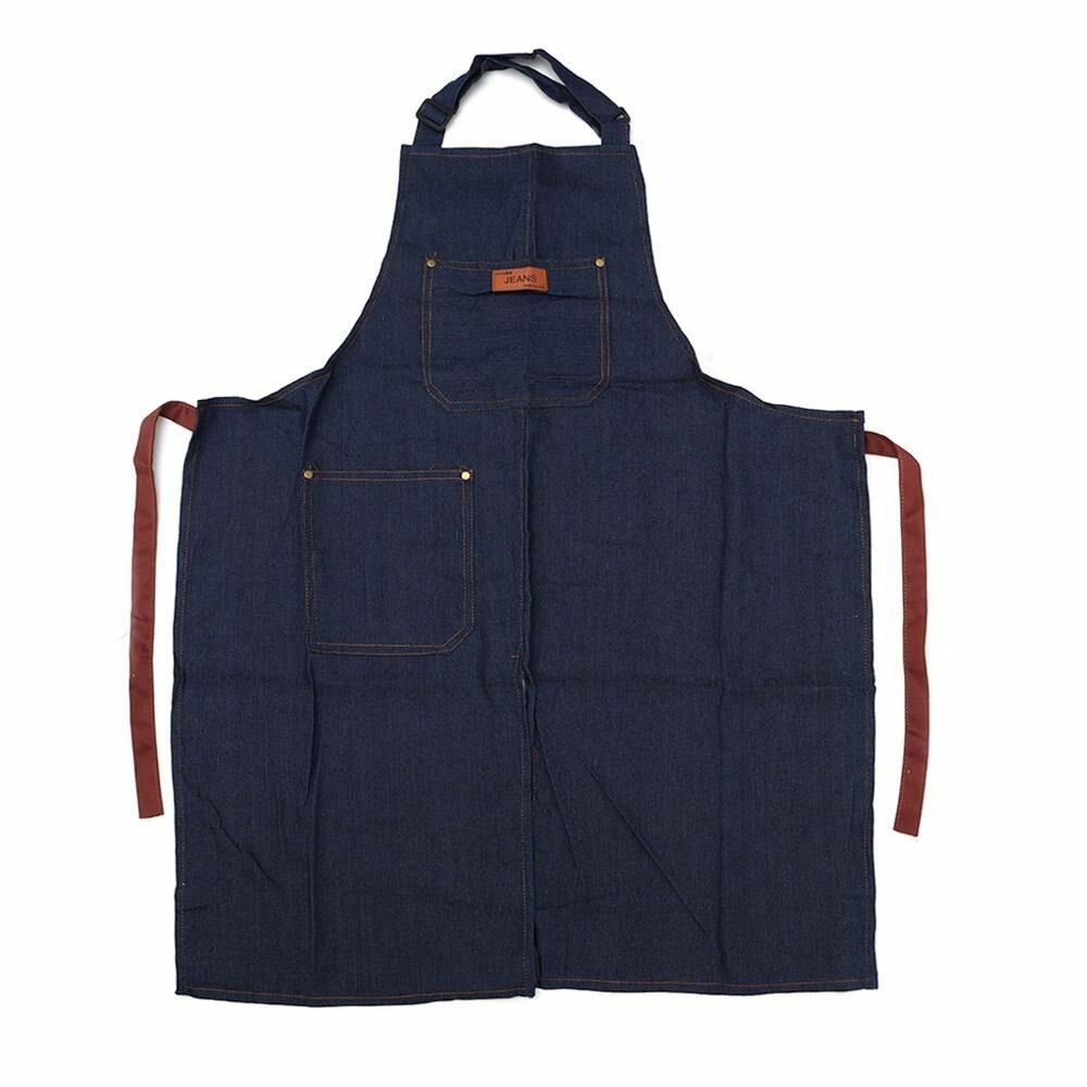 Фартук для гончарных работ — тёмно-синий джинсовый, защита от глины и пыли; удобный в мастерской, дома и на мастер-классах