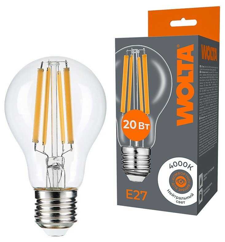 Лампа светодиодная Wolta E27 20Вт 4000K WF-A60-20W4KE27