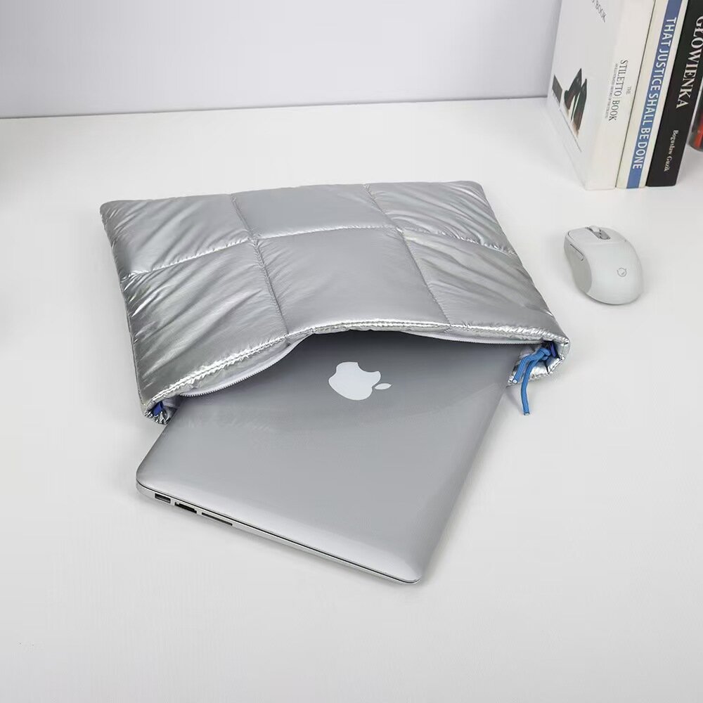 Пышная хлопковая сумка для ноутбука, противоударная 14-дюймовая мягкая сумка для планшета с плечевым ремнем, чехол для ноутбука MacBook/Lenovo/Huawei, Silver-14inch, Унисекс